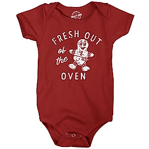 Fresh Out of The Oven Baby Bodysuit Funny Cute Xmas Baked Gingerbread Cookie Jumper for Infants Funny Baby Onesies Christmas Onesie for Baby Novelty Onesie Red - Newborn
