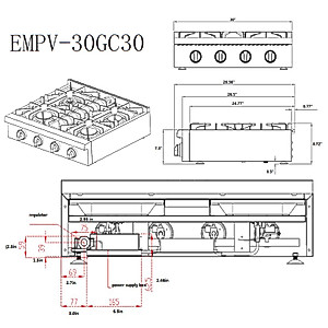 Empava 30 in. Slide-in Natural Gas Rangetop with 4 Burners in Stainless Steel, 30GC30