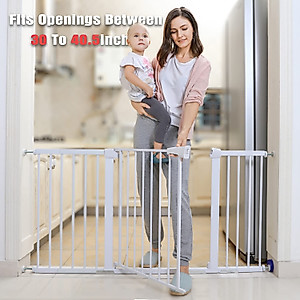 Safety Baby Gate,29.5-40.5 inch Auto Close Features，Luxury Extra Tall&Wide Child Gate, Heavy-Duty gate, Easy Walk-Thru pet Gate for The House, Stairs, Doorways & Hallways. (Applicable 29.5''-40.5'')