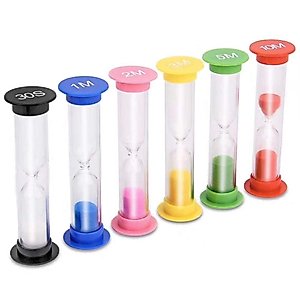 Sand Timers,multicolor plastic timer,30s/1M/2M/3M/5M/10Minutes Sandglass Timer,for games or the kitchen or office or decorationg,time management,brushing timer,gift（Pack of 6）