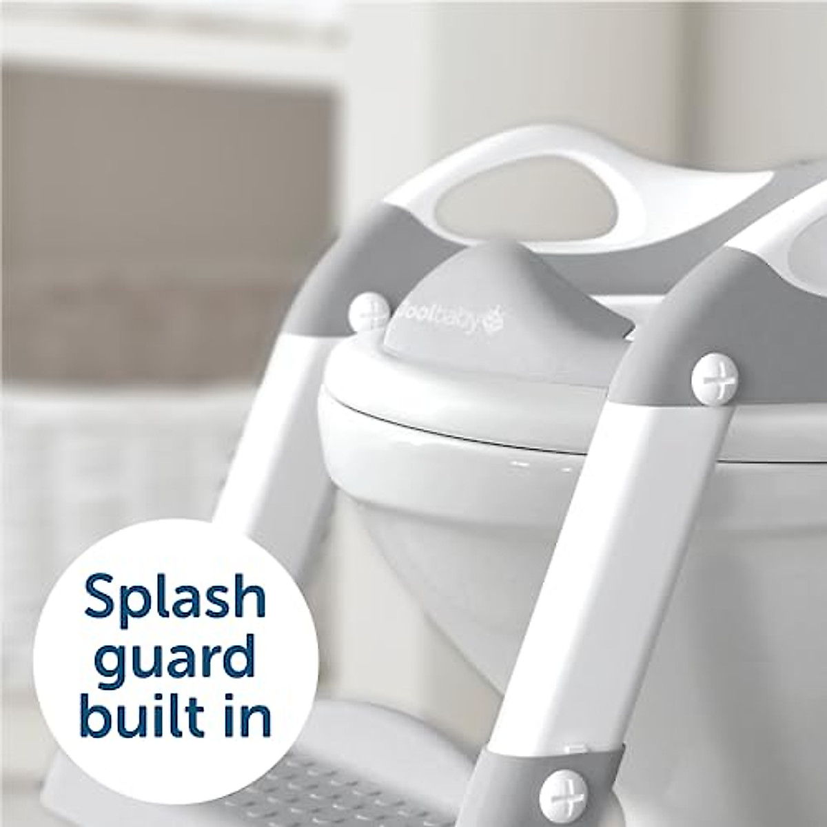 Potty Training Ladder - Soft Cushioned Seat, Adjustable Height, Collapsible, Non-Slip with Splash Guard - Ready Step Go! - Jool Baby (Gray)