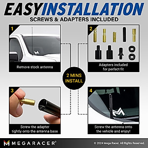 Universal Car Antenna Replacement | Truck Antenna | 5 Inch Carbon Fiber | Antena para Carro | Short Antenna for Truck | Billet Antenna for Car | Car Audio & Video Antennas | Auto Accessories | Black