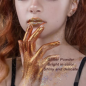 Golden Glitter Powder Face Body Paint Temporary Tattoo Nail Art Craft Glitter Powder Halloween Cosplay Party Art Stage Makeup 0.4oz