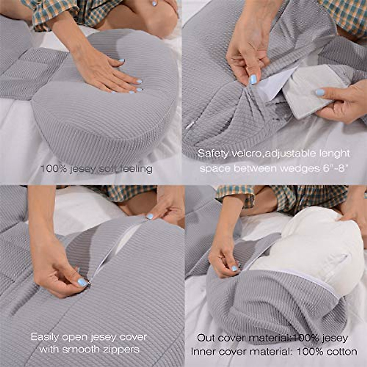 SIMINZICH Side Sleeper Pregnancy Pillow,Double Wedge for Body, Belly, Back Support, Maternity Pillow with Removable Jersey Cover