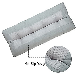 FUNHOME Tufted Loveseat Cushion for Swing, Patio Garden Wicker Loveseat Funiture 1 Pack, Chairs Pad Lounger Seat for Wicker Loveseat Settee 42x18 Inch-Light Gray