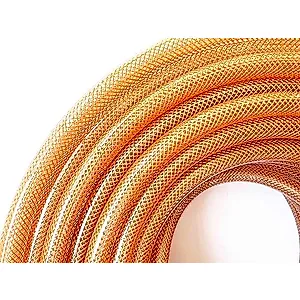 SANFU Polyurethane(PU) 1/4-Inch x 100ft Reinforced, Air Hose with 1/4” Swivel Solid Brass Quick Coupler and Plug, Brown(100’)