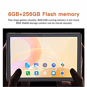 soobu Student Tablet, Dual Camera 10 Inch IPS Octa Core CPU 6GB RAM 256GB ROM Office Tablet Black for Study (US)