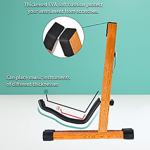 VANPHY Adjustable Beech Wood Guitar Stand Folding Electric Acoustic Guitar Stand Floor Bass Stand Wooden with Padded Classical bass Stand A-Frame Ukulele