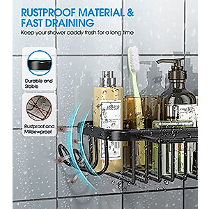 3Pack Shower Caddy, Shower Organizer with Soap Dish, No Drilling Shower Storage Wall Mount Rustproof Bathroom Organizer Shampoo Holder Kitchen Rack Adhesive Shower Shelves for Inside Shower Black
