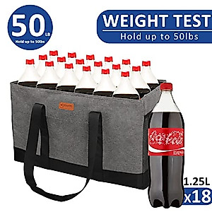 Reusable Grocery Bags Extra Large Tote Bag with Carrying Handles and Reinforced Bottom Heavy-Duty Oxford Fabric Moving Bags for Storage Space Saving Grey