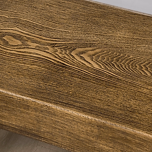 HOMCOM Garden Bench with Metal Legs, Rustic Wood Effect Concrete Entryway Bench, End of Bed Bench, Indoor Outdoor Use for Patio, Park, Porch and Lawn, Natural and Black