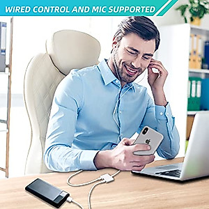 3.5mm Headphone Splitter for iPhone iPad 3 in 1 Earphone Jack Adapter with Fast Charging Lightning Audio Jack Connector Compatible for iPhone 14 13 12 11 X XR XS 8 7 iPad