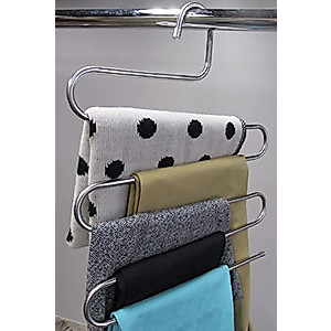 NAHANCO NHMLPH S-Shape Multilayer Metal Space Saving Pant/Scarf Hangers for Closet Organization (5 Layers) -3/Pack