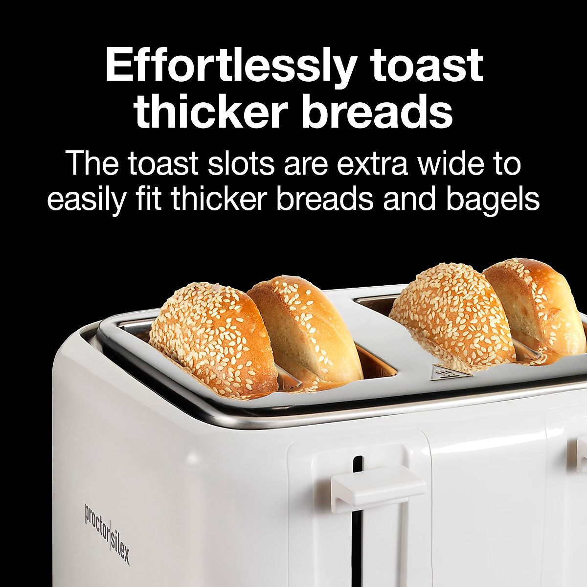 Proctor Silex 4 Slice Toaster with Extra Wide Slots for Bagels, Cool-Touch Walls, Shade Selector, Toast Boost, Auto Shut-off and Cancel Button, White (24214PS)