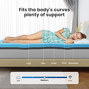Maxzzz Twin Mattress Topper, 4 Inch Gel Infused Memory Foam Mattress Topper, Cooling Mattress Pad for Pressure Relief Back Pain, CertiPUR-US Certified