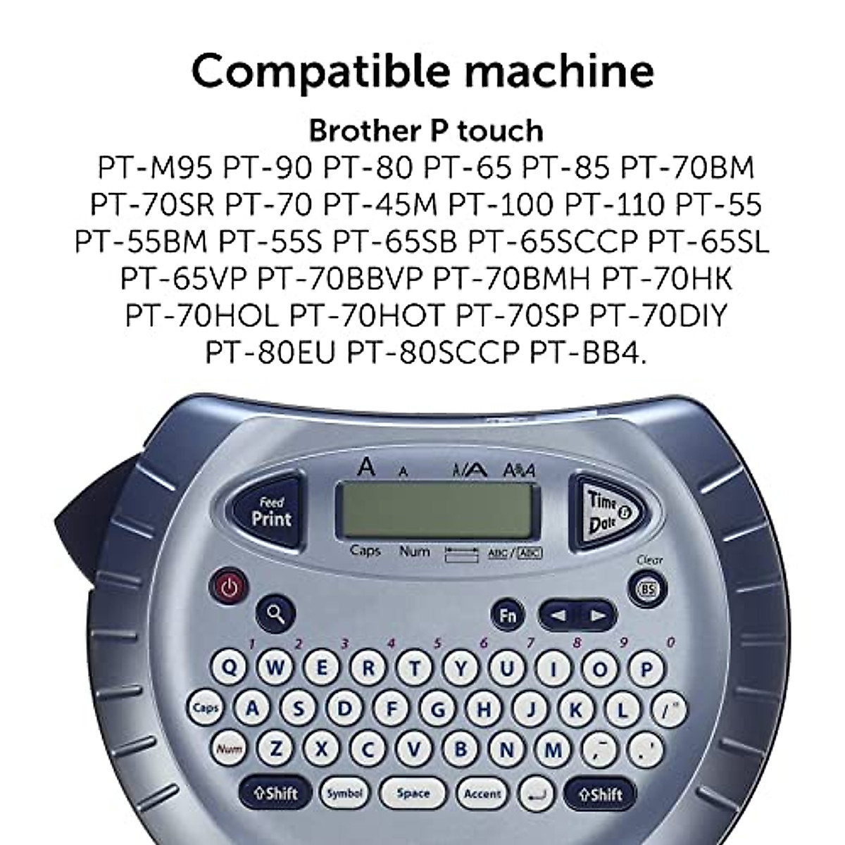 M231 Label Tape Replacement for Brother M-231 M-K231 MK231 , 0.47 Inch x 26.2 Feet, Used in PT-M95 PT-90 PT-80 PT-70BM PT-70SR PT-70 PT-65 Marker, Black on White, 4P-Black White