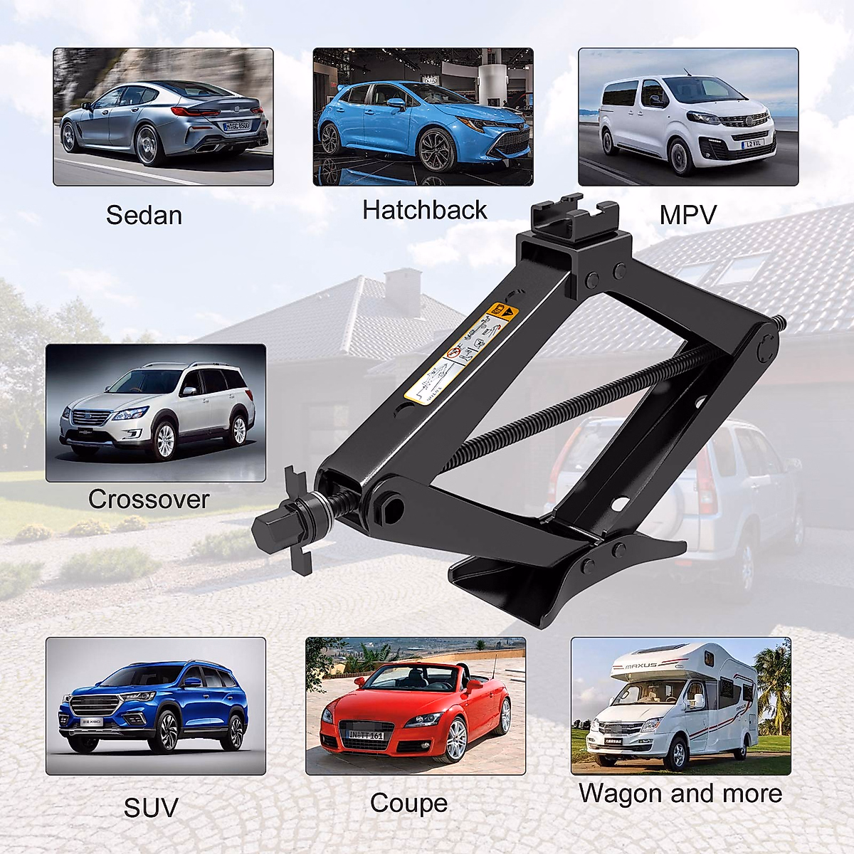 IMAYCC Scissor Jack for Car/SUV/MPV - Heavy Duty 3.0 Ton (6614 lbs) Car Jack kit with Hand Crank Trolley Lifter, Portable Emergency Tire Change kit with Wheel Wrench.