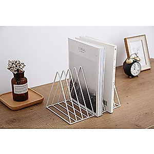 PENNGKE Magazine Holder,Newspapers Holder,Letters Storage,Desktop File Sorter Organizer Triangle Bookshelf Decor Home Office,White