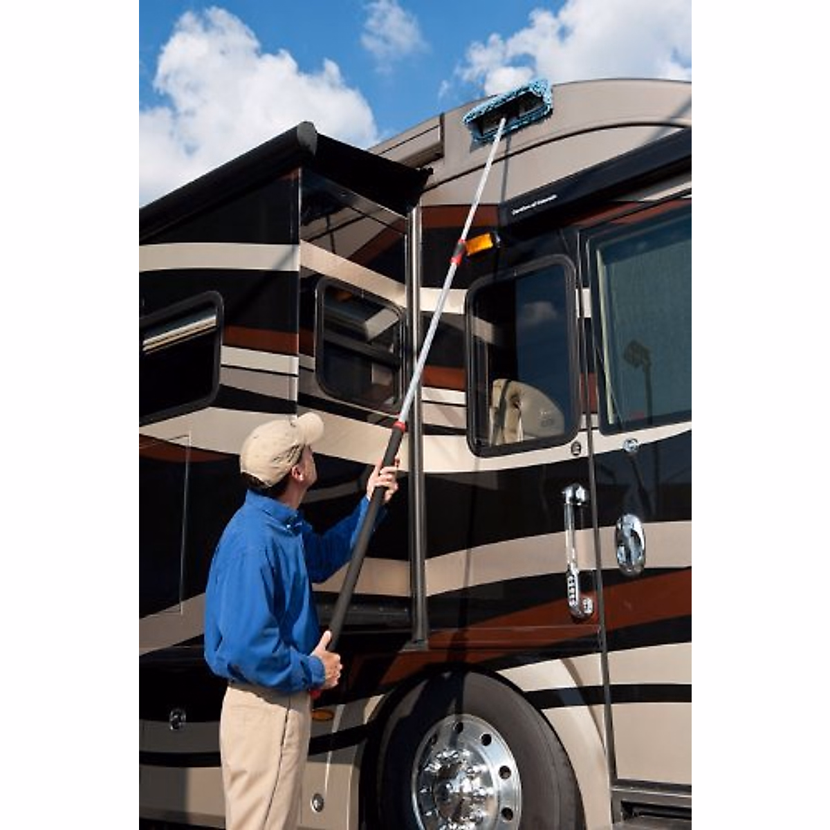 Aero Cosmetics Waterless RV Aircraft Boat Wash Wax Mop Kit with Deluxe Pole (3' 9" to 9'), No Ladder Needed, Wash, Wax, Dry, Anywhere, Anytime, No Restrictions