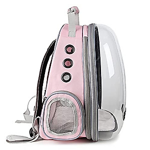 Lollimeow Pet Carrier Backpack, Bubble Backpack Carrier, Cats and Puppies,Airline-Approved, Designed for Travel, Hiking, Walking & Outdoor Use (Pink-Front Expandable)