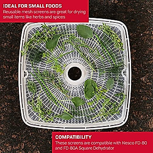 NESCO SQM-2-6 Square Mesh Plastic 13 1/2" Clean-A-Screens, Compatible FD-80 Food Dehydrator, White