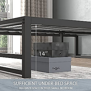 IMUsee 14'' Metal Platform Queen Bed Frame with Strong Steel Slats Support / Sufficient Storage Space / Mattress Foundation / No Box Spring Needed / Easy Assembly