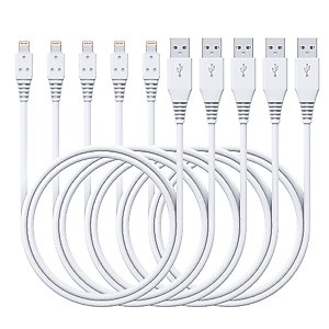 6ft iPhone Charger 5Pack,Lightning Cable 6 Foot,MFi Certified Long Charging Cord 6 feet Compatible with Apple iPhone 11/Pro/Max/SE/X/XS Max/XR/8/8 Plus/iPad/iPod (White)