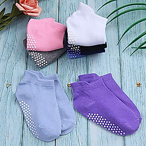 Cooraby 16 Pairs Toddler Non Slip Grip Ankle Socks Anti Skid Athletic Socks for Toddlers Boys or Girls