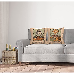 UINHMOP Tarot The Moon The Star 18x18in Set of 2 Throw Pillow Cover,Tarot Card Decor Decorations for Home Bedroom Living Room Girls Room,Gifts for Tarot Astrology Lovers