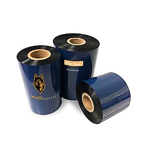 12 Rolls Wolfbarco 2.36" x 1476' (60mm x 450m) Black Premium Wax/Resin Thermal Transfer Ribbon, CSO, Compatible with Zebra,TEC, INTERMEC,Citizen,TSC,GODEX,ARGOX Printers