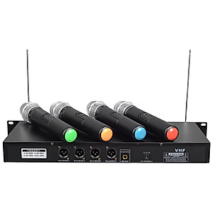 GTD Audio 4 Handheld Wireless Microphone Cordless mics System, Ideal for Church, Karaoke, Dj Party, Range up to 300 ft,