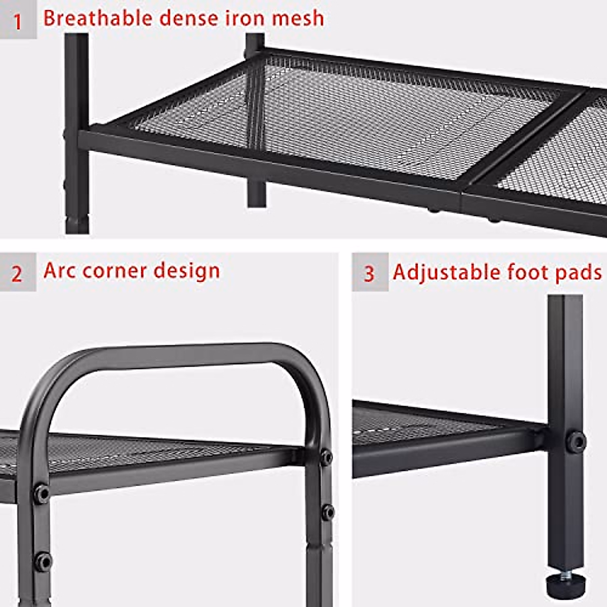 Tajsoon 5-Tier Storage Rack, Metal Shelving Unit Storage Shelves, Multipurpose Shelf Display Rack for Living Room, Kitchen, Bathroom, Balcony, Americano/Black