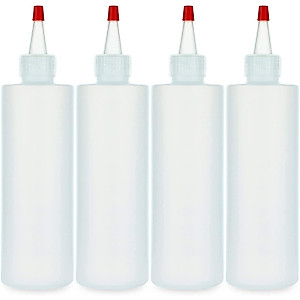 BRIGHTFROM Squeeze Bottles 8 Ounce for Sauces, Olive Oil, Ketchup, Mustard, Syrup - Plastic Dispenser Container for Kitchen/Cooking, BPA Free Condiment Bottle (Pack of 4)