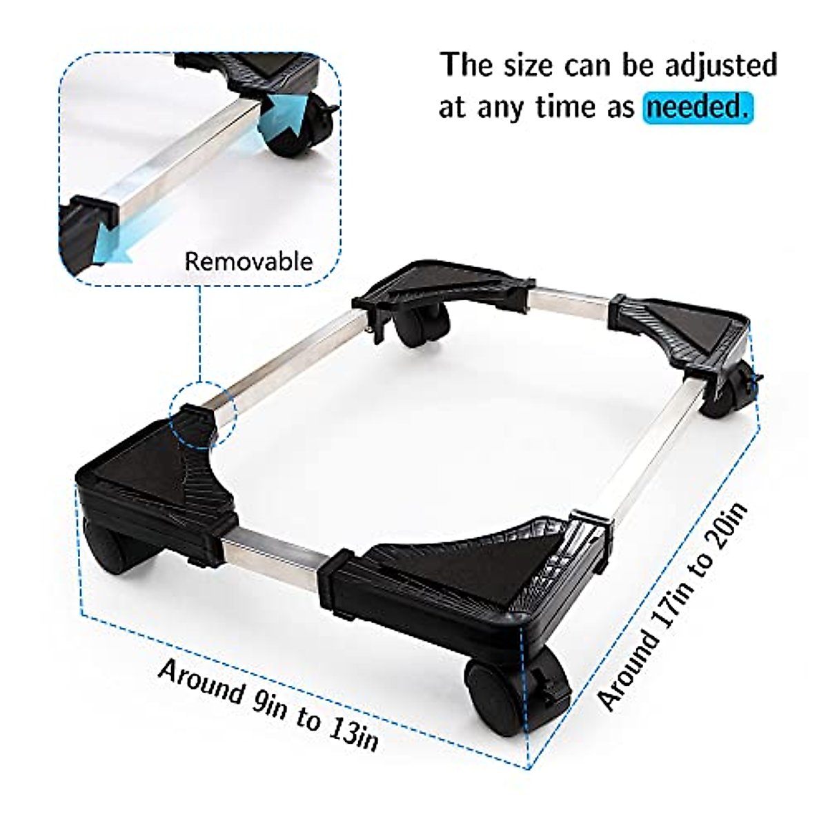 Computer Tower Stand CPU Holder Stand with 4 Mute Caster Wheels，CPU Stand for Gaming pc,Suitable for Most PC Brackets On The Carpet Floor (Black) (Black)