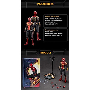 4KIDS.HOME ZDTOYS 10th Anniversary 7 Inch No Way Home Spiderman Collectible Action Figure Exquisite Painting 20 Joints Movable Iron Spiderman Toy (1/10 Scale) (Gold Red)