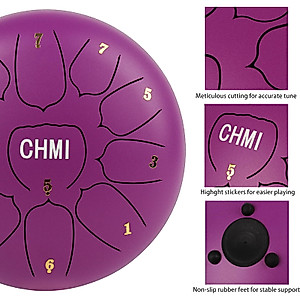 Steel Tongue Drum, 11 Notes 10 inches Rain Drum for Garden Instrument with Bag, Music Book, Mallets, Finger Picks, Drum Mallets Holder, for Camping, Meditation or Yoga (Blue)