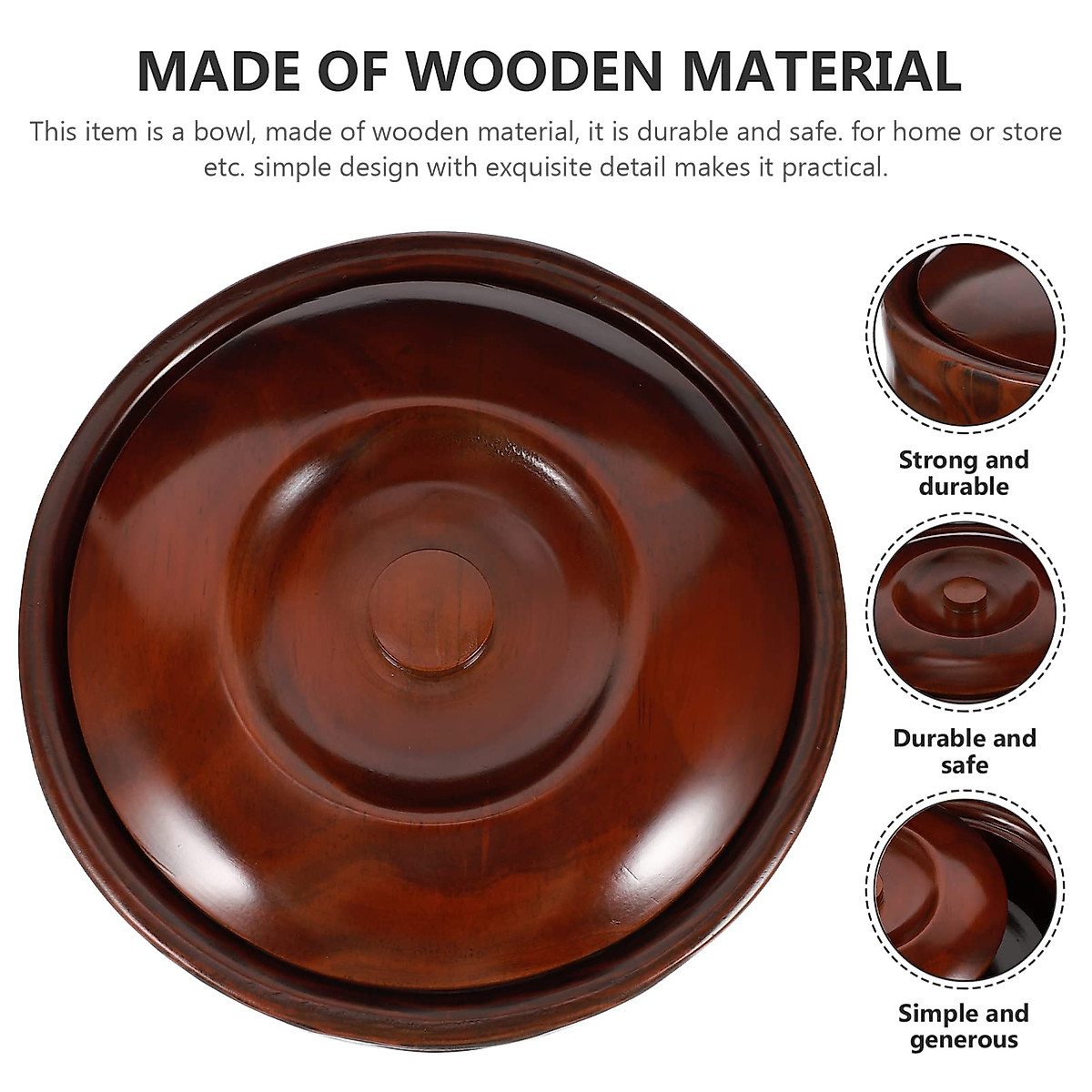 DOITOOL Wood Serving Bowls with Lid, Tableware Wooden Serving Bowls for Salad, Candys, Snack, Nuts Serving Container Condiment Container (8.25x8.25x2.85 Inch)