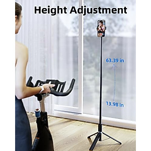 TODI 63" Phone Tripod, Tripod for iPhone & Portable Selfie Stick Tripod with Remote, Phone Tripod Stand for Video Recording, Travel Tripod for Cell Phone Tripod Compatible with iPhone 15/14/13/Android