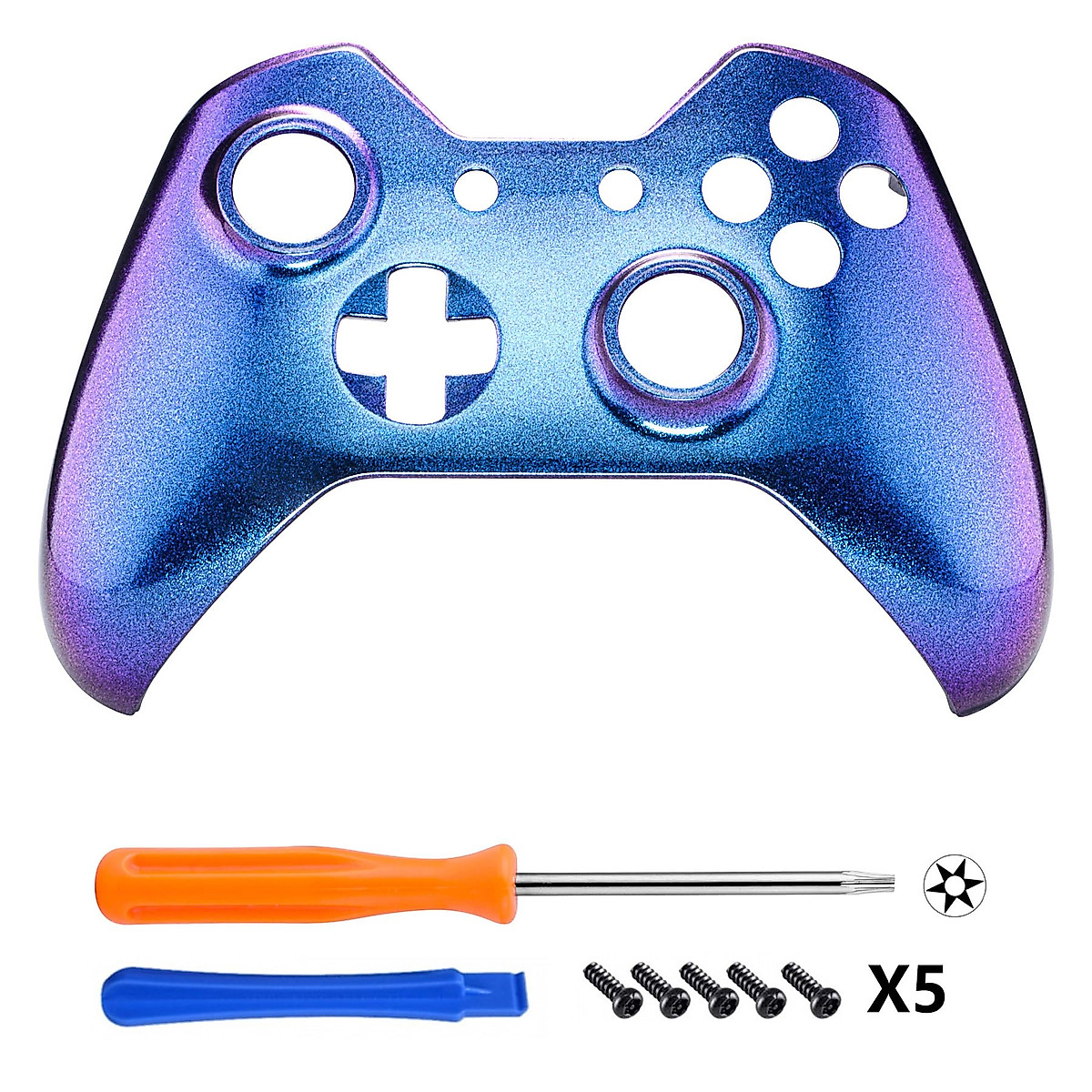 eXtremeRate Custom Design Unique Chameleon Purple Blue Glossy Top Shell Case Front Housing Replacement Faceplate Kits Xbox One Remote Controller Cover - Controller NOT Included