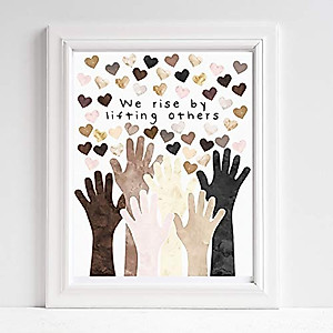 Diversity Art for Kids We Rise By Lifting Others Different Races Kids of Multiple Ethnicities Promote Unity Celebrate Diversity UNFRAMED Poster 5x7" 8x10" 11x14" 16x20" 24x36"