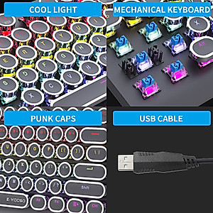 E-YOOSO K600 Mechanical Gaming Keyboard 104 Keys LED Backlit Keyboard Crystal Keycap (Blue Switch)