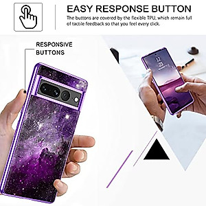 BENTOBEN Pixel 7 Pro Case, Google Pixel 7 Pro Case, Slim Fit Glow in The Dark Soft Flexible Bumper Protective Shockproof Anti Scratch Non-Slip Cute Case Cover for Google Pixel 7 Pro, Purple Nebula