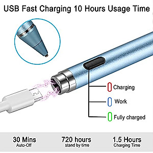 Active Stylus Pens for Touch Screens,Stylus Pen Compatible with Apple iPad, Capacitive Pencil for Kid Student Drawing, Writing,High Sensitivity,for Touch Screen Devices Tablet,Smartphone (Blue)