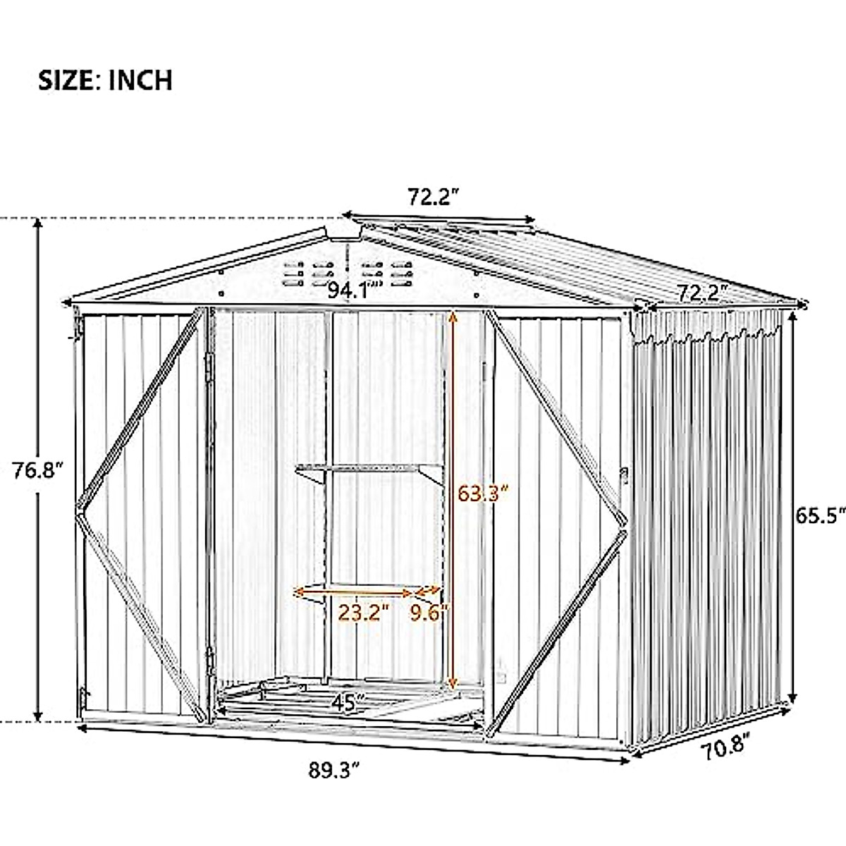 Merax Outdoor Storage Shed, 8X 6 FT Metal Garden Shed Steel Tool Shed Storage House with Adjustable Shelf and Lockable Doors,Tool Cabinet with Vents and Foundation for Backyard, Patio & Lawn, Brown