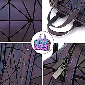 LOVEVOOK Geometric Luminous Crossbody Bags for Women Holographic Reflective Handbags Shoulder bags