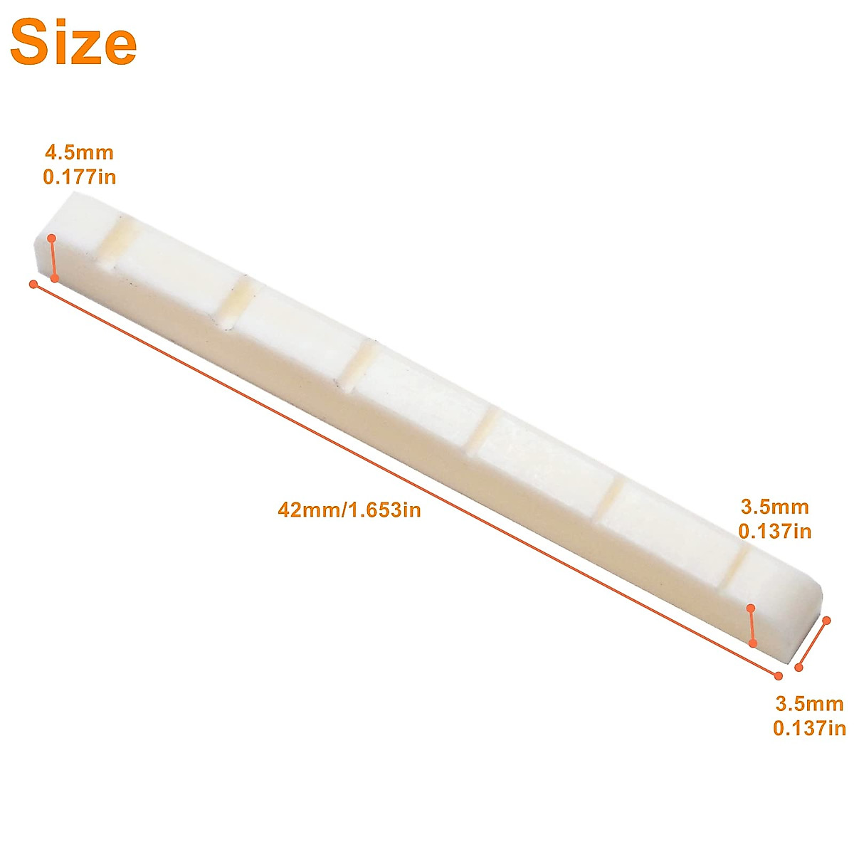 Miwayer 6 String Electric Guitar Bone Nut Flat Bottom Pre-Slotted Made of Real Bone (42 X 3.5 X 4.5/3.5mm 1 pack)