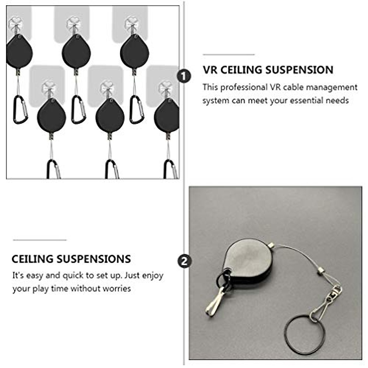 Hemobllo 40pcs VR Cable Management Professional Virtual Reality Ceiling Wire Management Retractable Pulley System for VR Cable Accessories