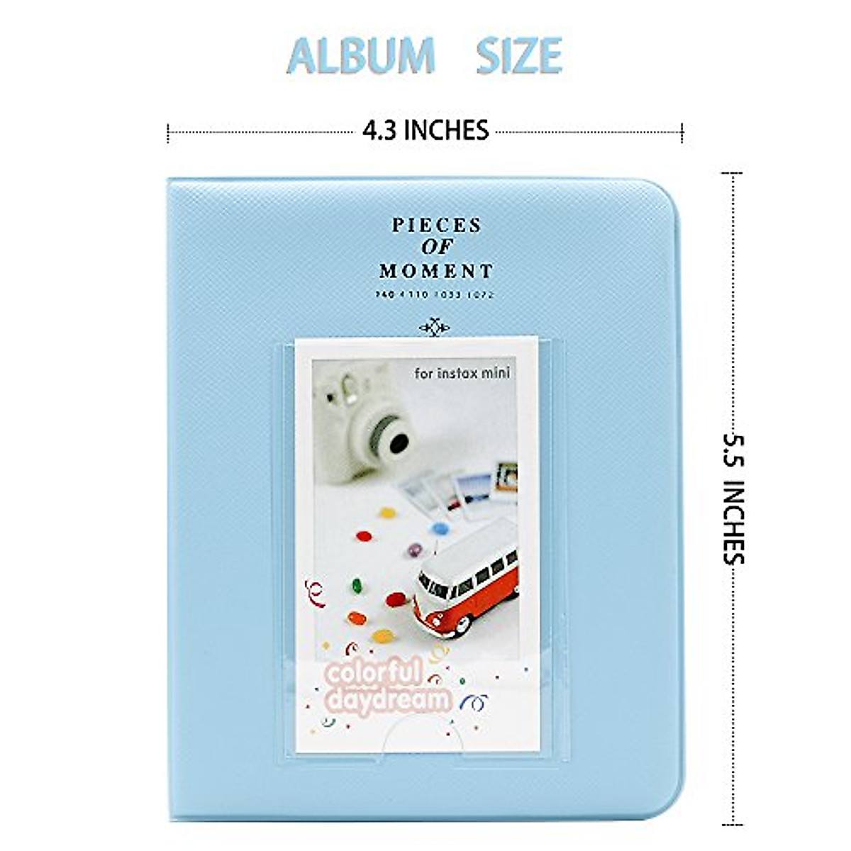 Ablus 64 Pockets Mini Photo Album for Fujifilm Instax Mini 7s 8 8+ 9 25 26 50s 70 90 Instant Camera & Name Card (Blue n)