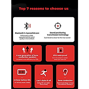 GenXenon Bone Conduction Headphones Bluetooth 5.3 Open Ear Headphones IPX6 Waterproof 8 Hours Playtime Wireless Earphones Bluetooth Headset with Mic for Running, Cycling, Driving, Sports, and Fitness