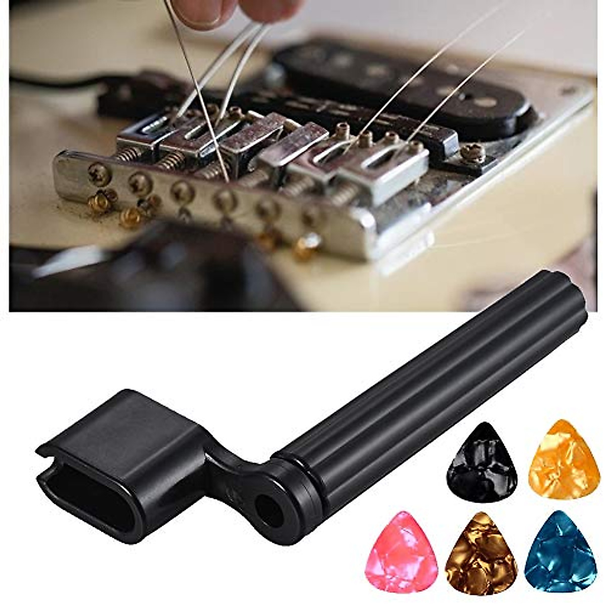 72PCS Guitar Tool Kit，Professional Guitar Repairing Maintenance Tool Kit with Guitar Strings Picks Bridge Pins Gauge Guitar Accessories Gift for Acoustic Guitar Electric guitar Ukulele Bass Banjo